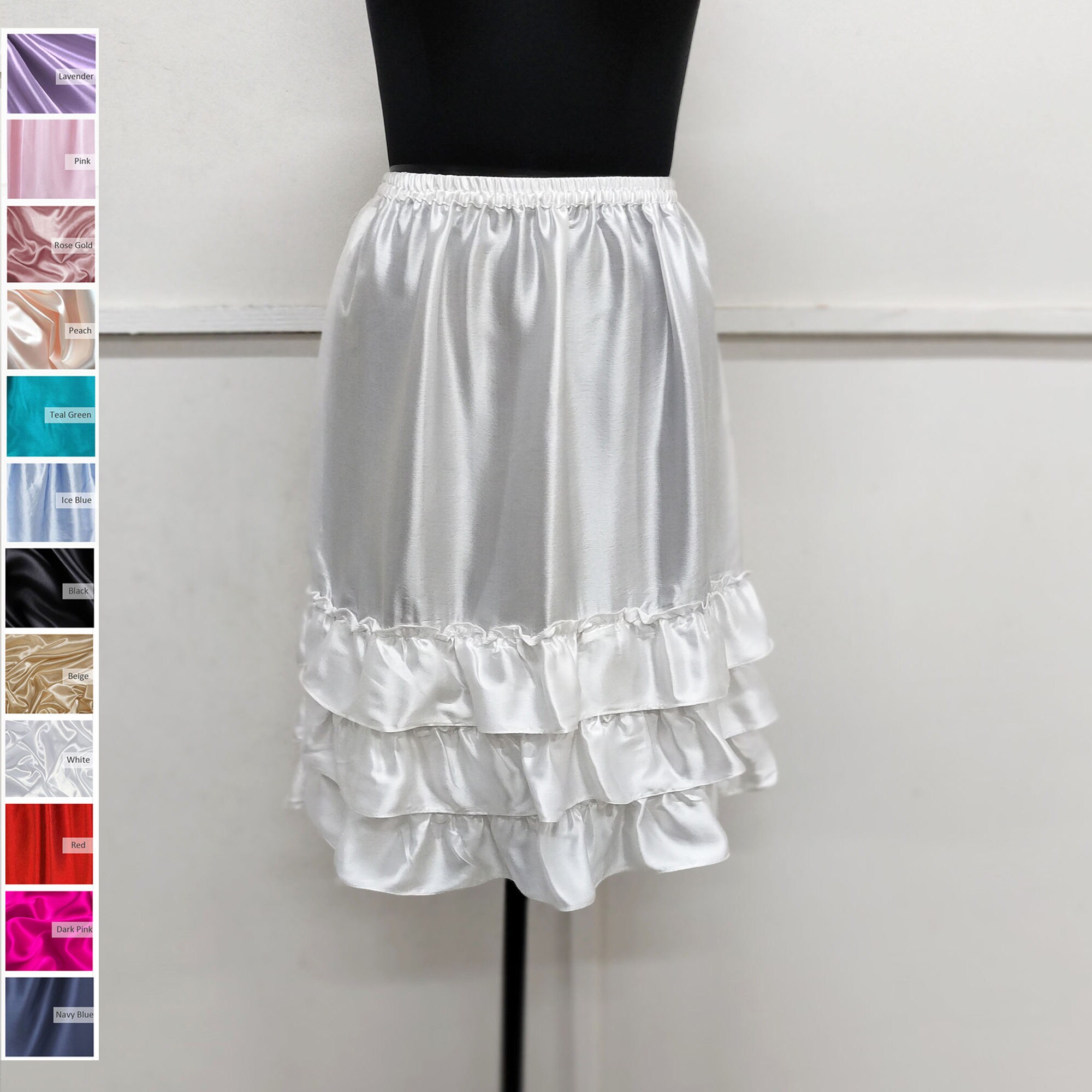 Satin Ruffle Half Slip, Dress Extender, Frill Satin Underskirt, Satin ...