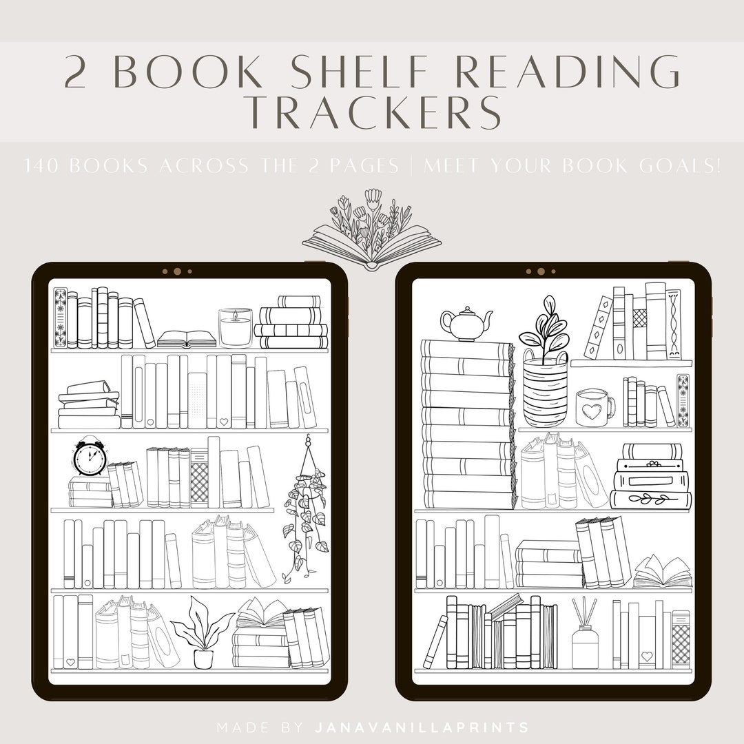 2 Bookshelf Reading Tracker Printable Reading Log A4 Size 140 Books ...