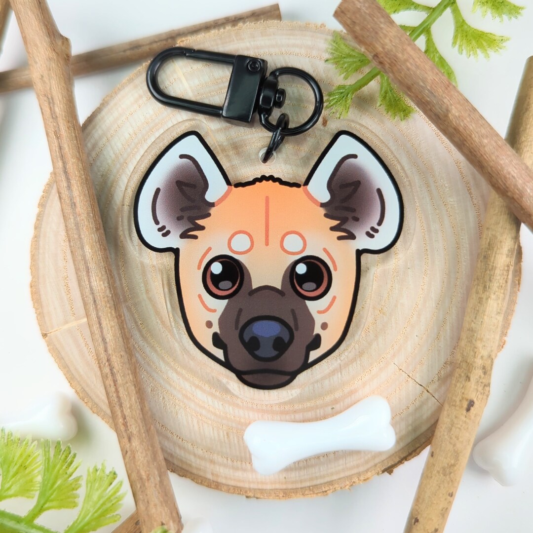 Spotted Hyena Keychain: 2in Acrylic Charm With Black Clasp - Etsy