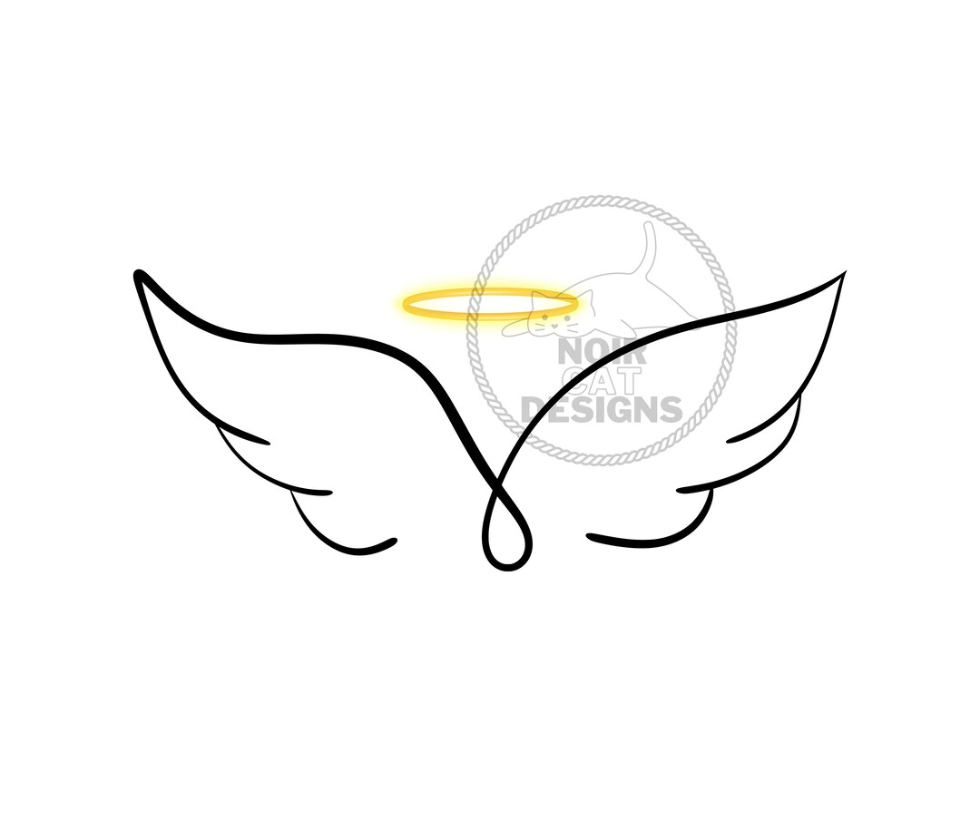 Simple Angel Wings With Halo Digital Art - Etsy