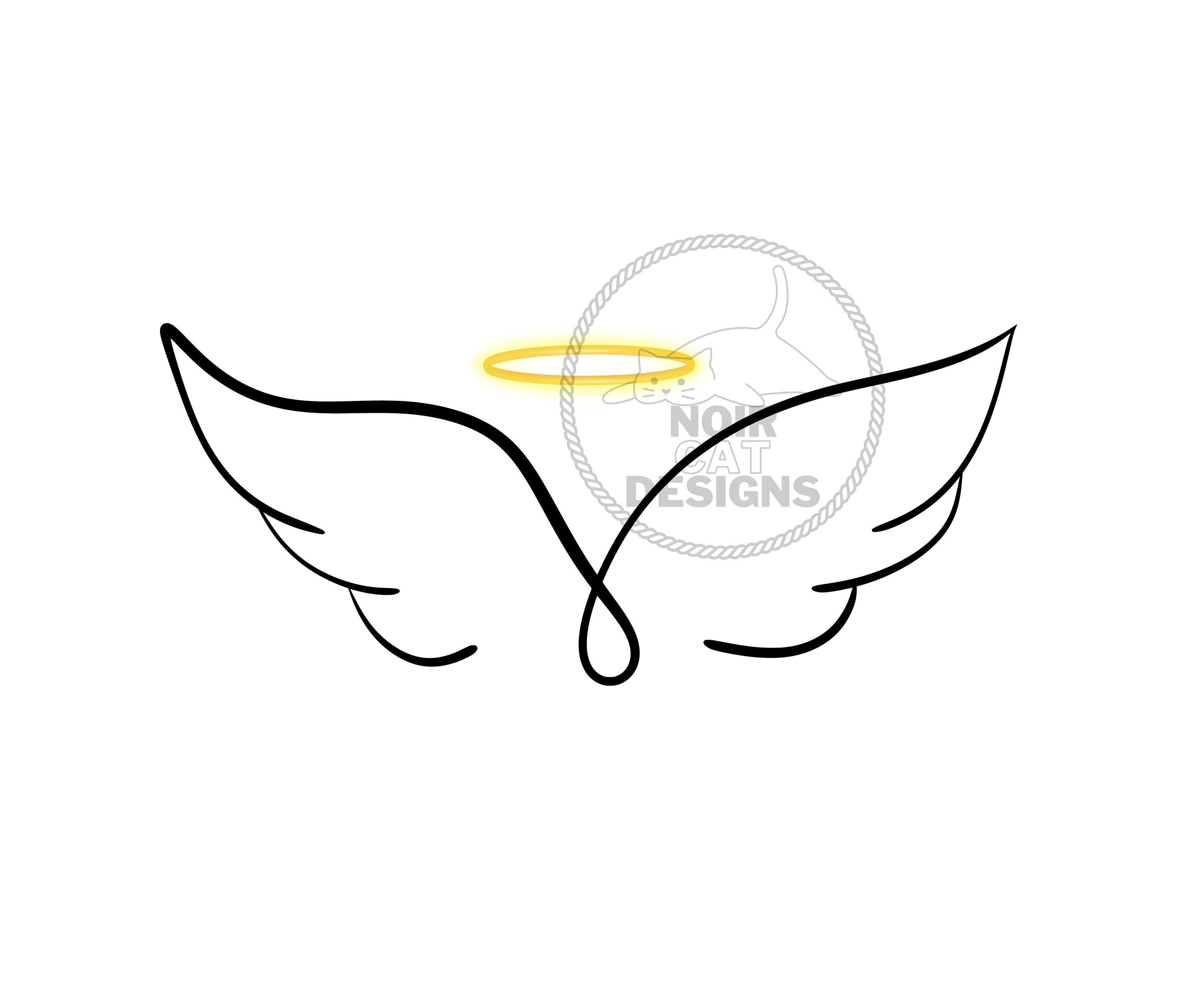 Simple Angel Wings With Halo Digital Art - Etsy