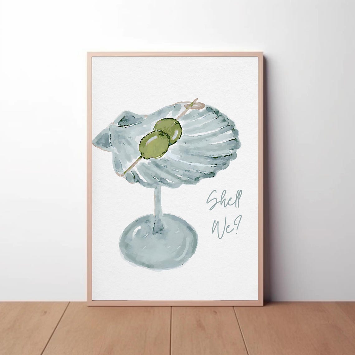 Martini Shell Cocktail Art, Bar Cart Print, Shell We, Martini With ...
