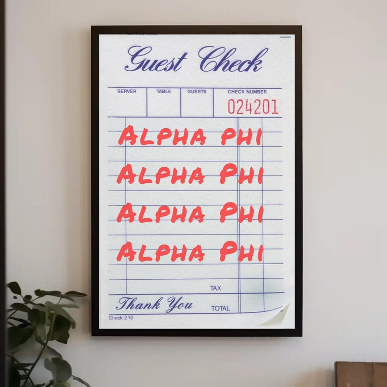 Alpha Phi Guest Check Digital Print - Etsy