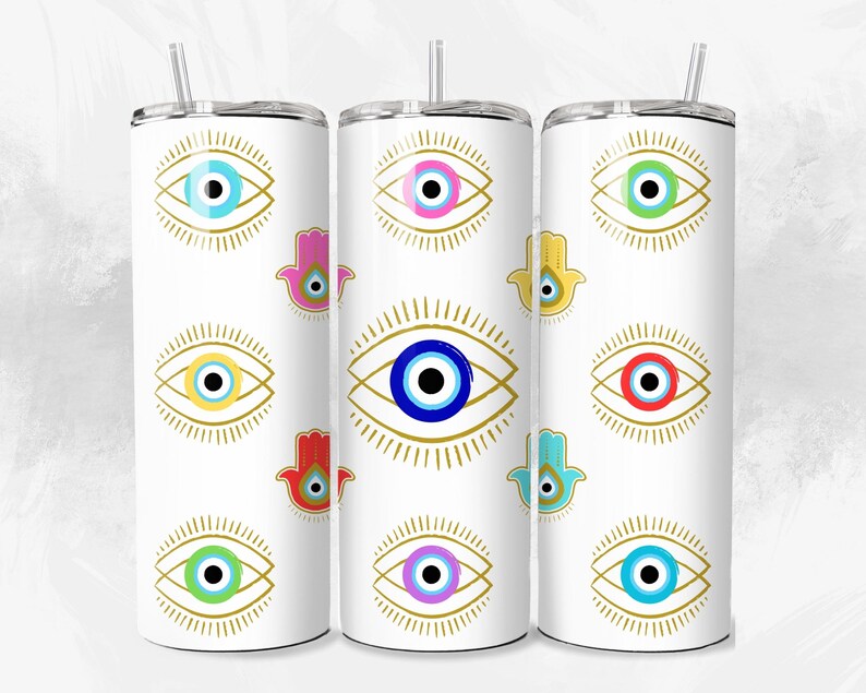 Evil Eye 20oz Skinny Tumbler Sublimation, Evil Eye Tumbler Wrap ...
