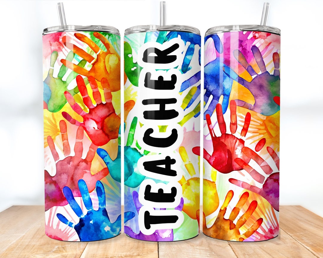 Teacher 20 Oz Skinny Tumbler Sublimation, Rainbow Colored Little ...