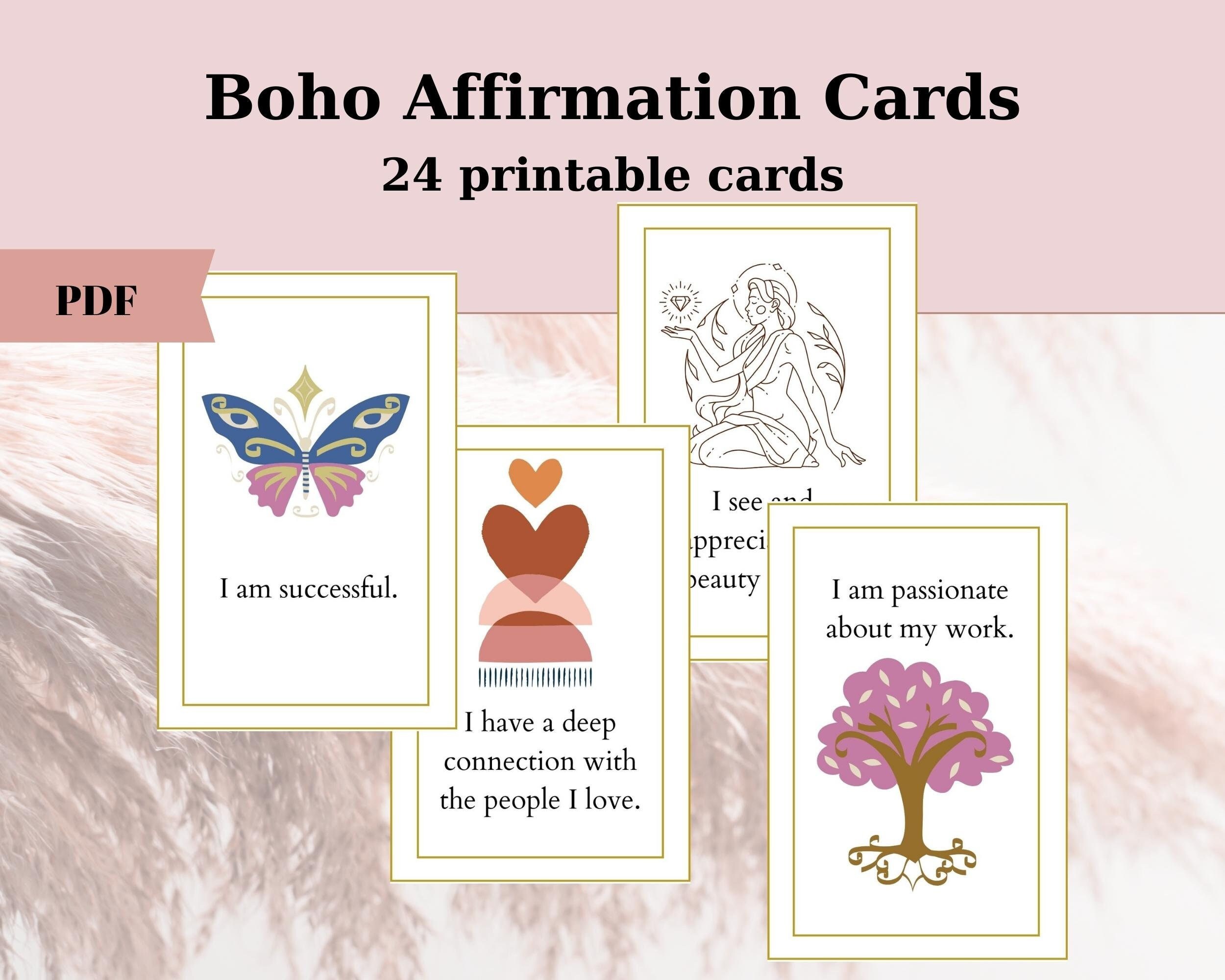 Boho Affirmation Cards | 24 Positive Affirmations Cards | Daily ...