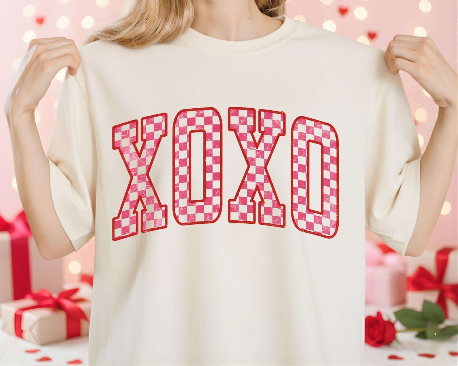 Pink Checkered XOXO PNG: Valentine Graphic Design, Trendy Y2K Style ...
