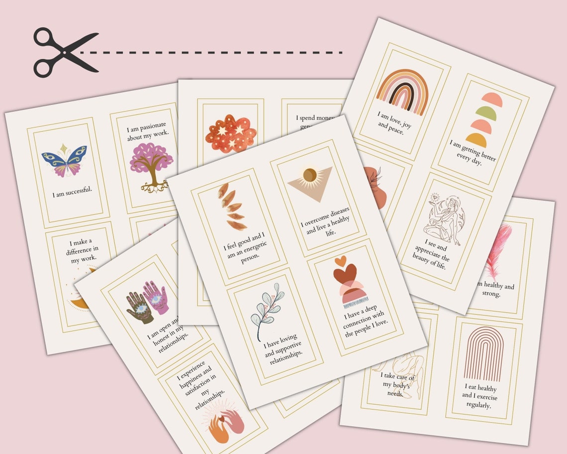 Boho Affirmation Cards | 24 Positive Affirmations Cards | Daily ...