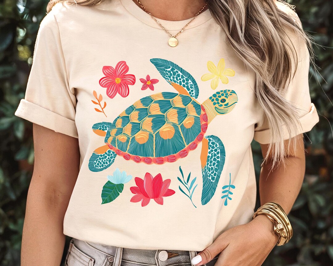 Sea Turtle Png, Summer Png, Preppy Floral Sea Turtle Png, Beach Vibes ...