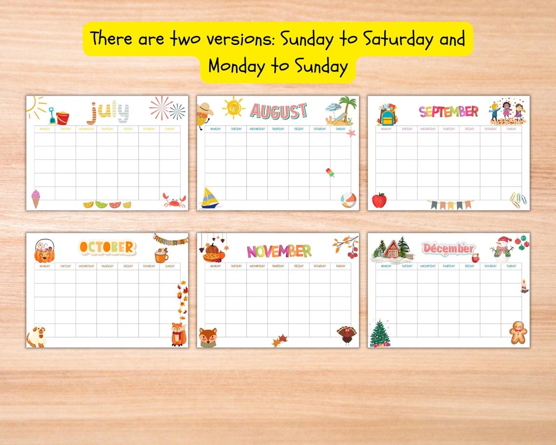 Blank Calendar for Kids, Homeschool Planner, Printable Calendar ...