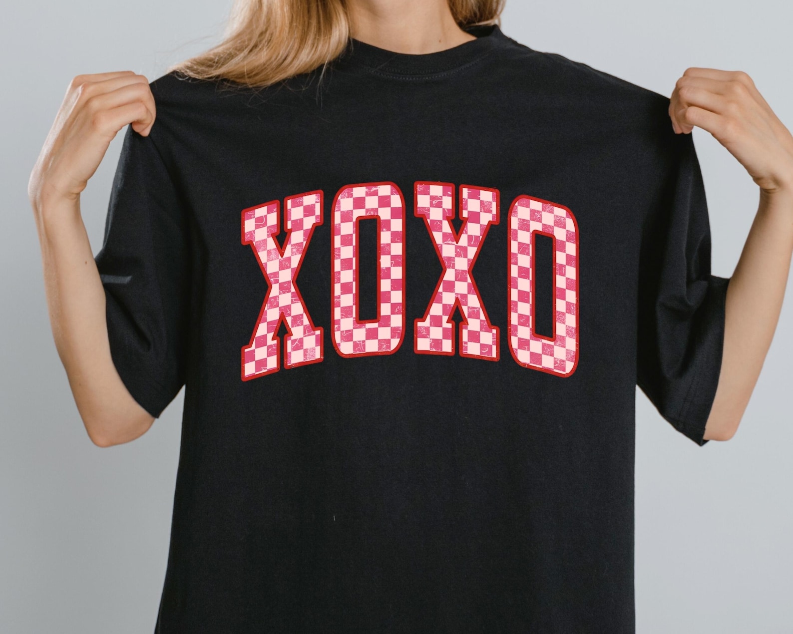Pink Checkered XOXO PNG: Valentine Graphic Design, Trendy Y2K Style ...