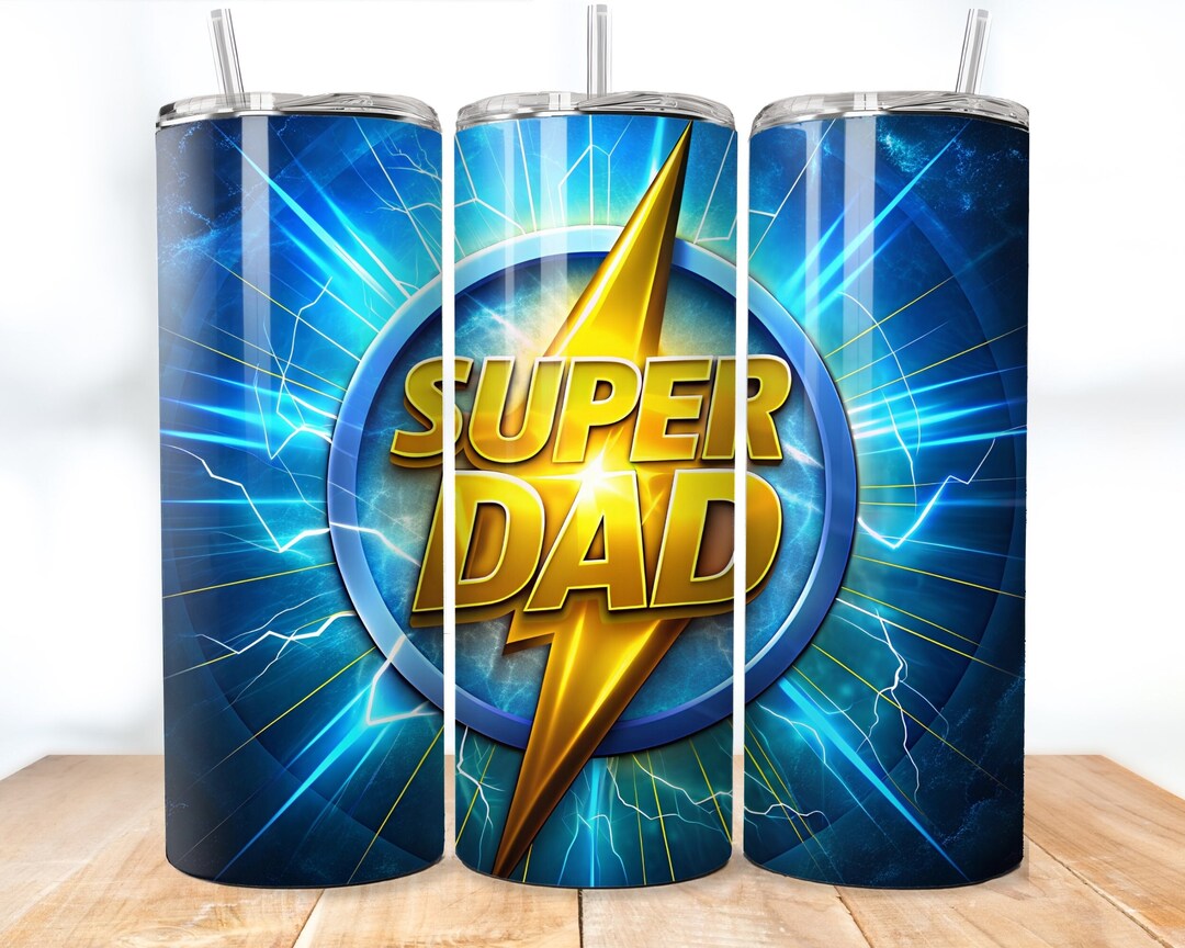 Super Dad Lightning 20 Oz Skinny Tumbler Sublimation, Super Dad Tumbler ...