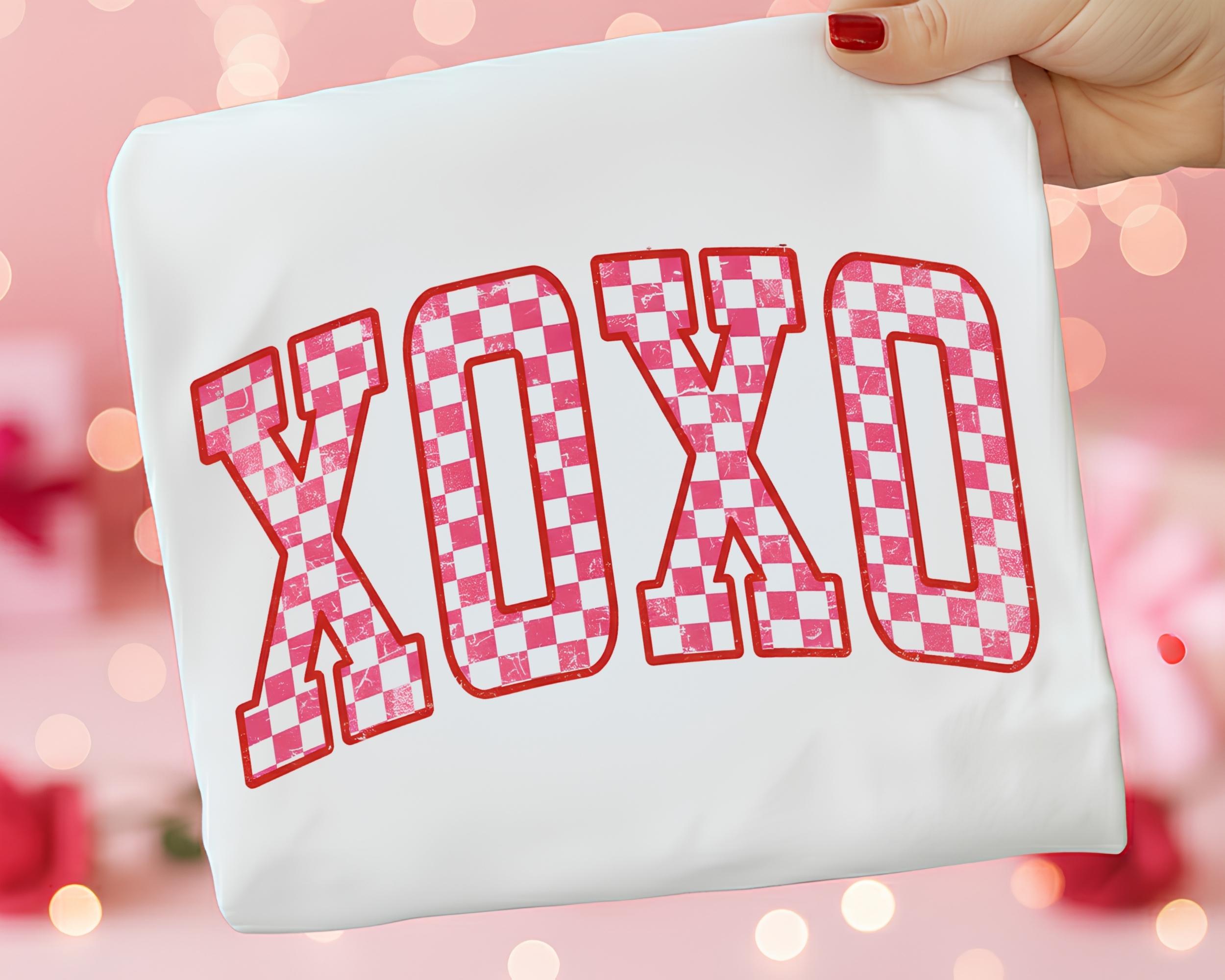 Pink Checkered XOXO PNG: Valentine Graphic Design, Trendy Y2K Style ...