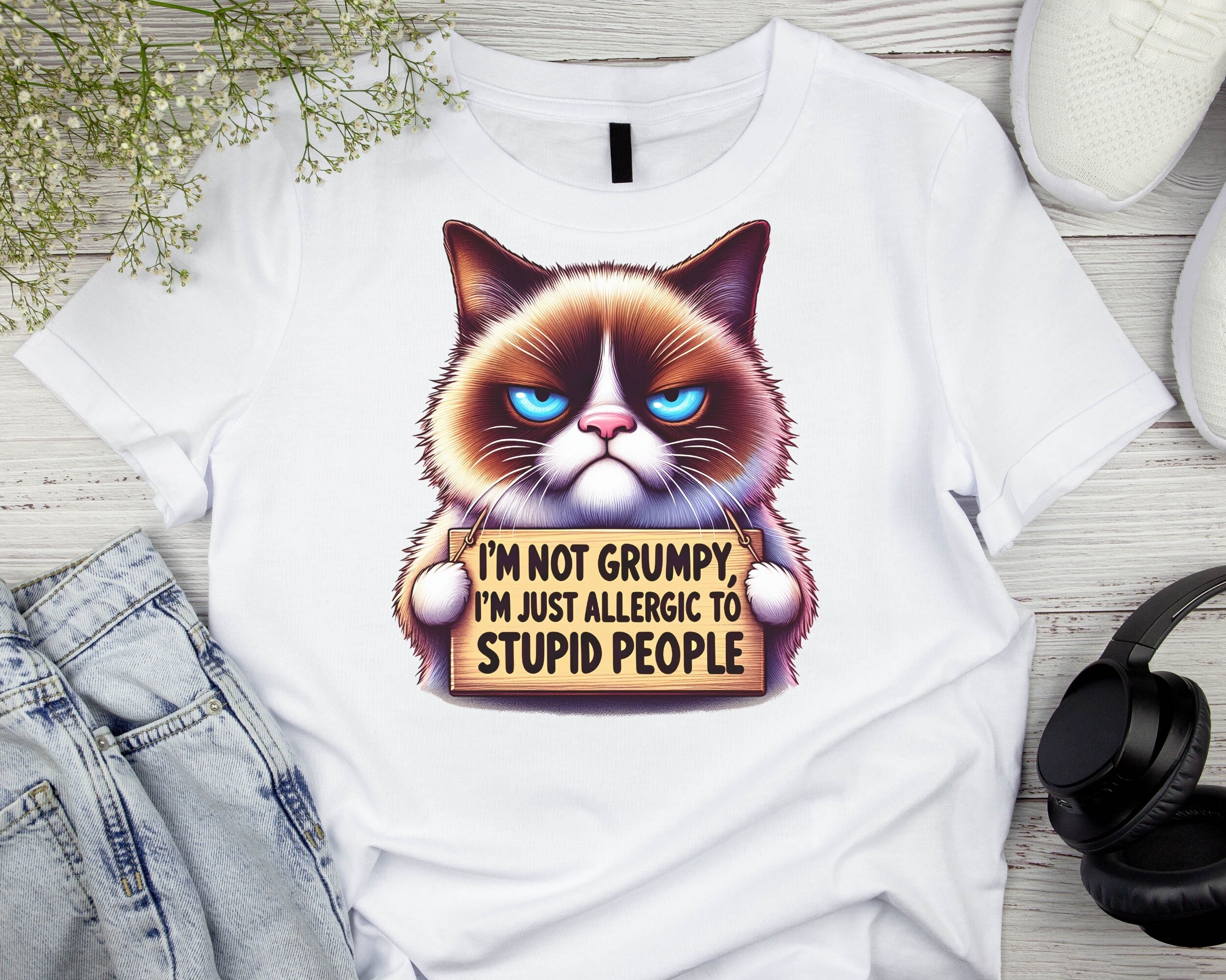 I'm Not Grumpy Sublimation Design Png, T-shirt Design, Grumpy Cat ...