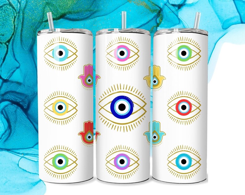Evil Eye 20oz Skinny Tumbler Sublimation, Evil Eye Tumbler Wrap ...