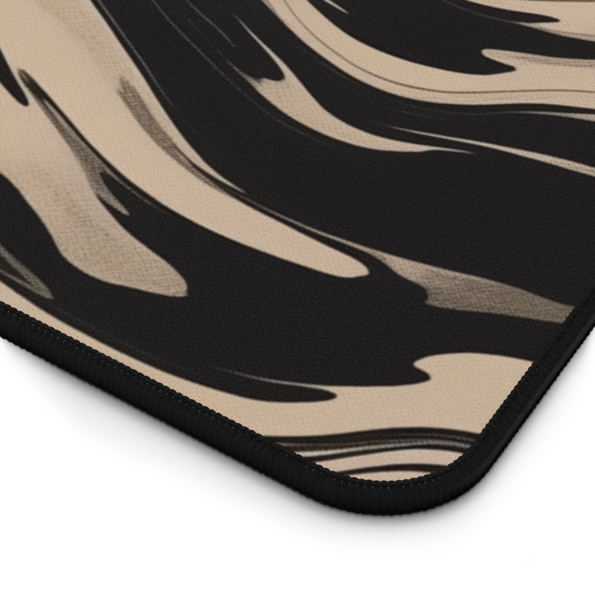 Black and Beige Pattern Mousepad, Wavy Lines, Abstract Art, Aesthetic ...