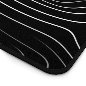 Black and White Graphic Pattern, Wavy Lines, Desk Mat, Gaming Mouse Pad ...