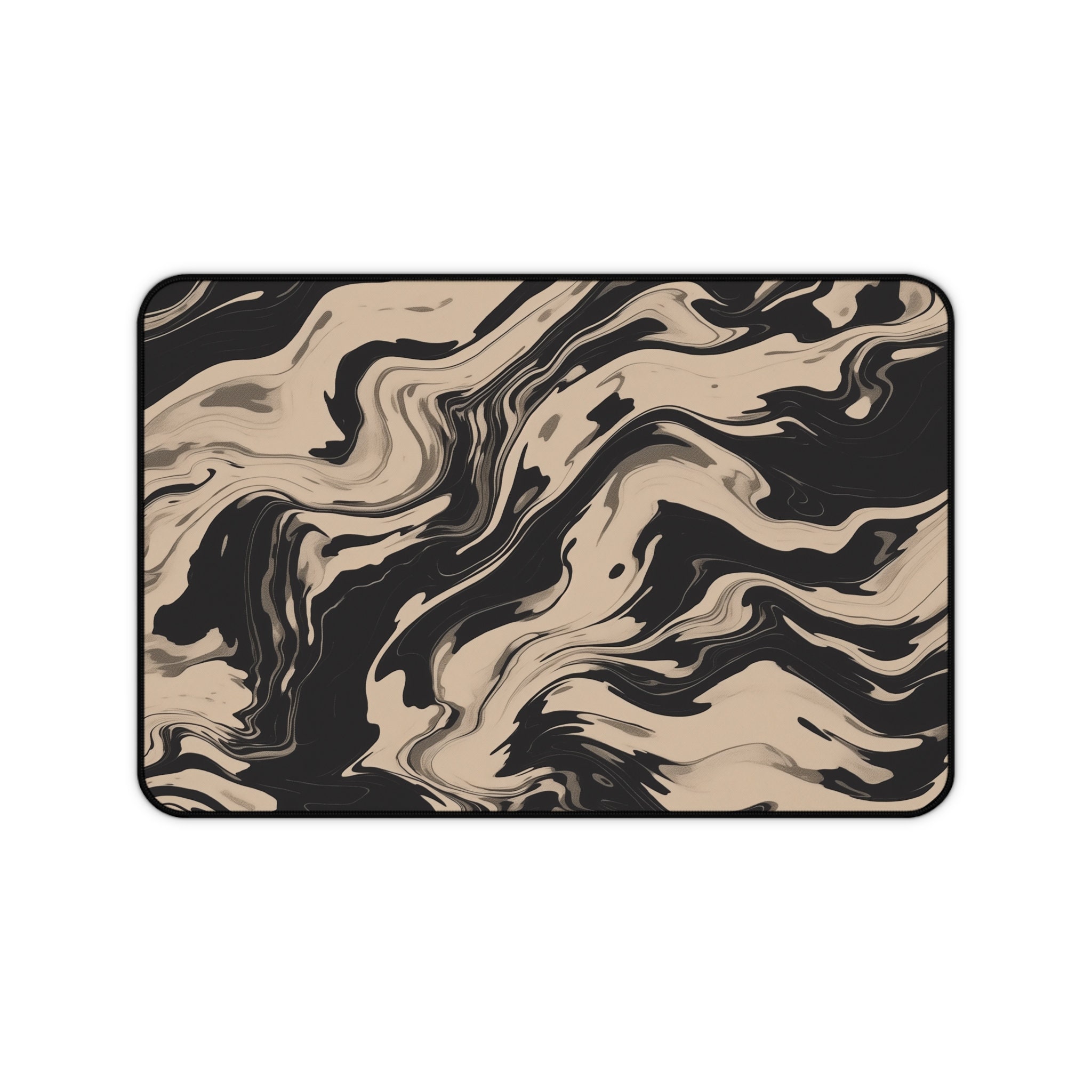 Black and Beige Pattern Mousepad, Wavy Lines, Abstract Art, Aesthetic ...