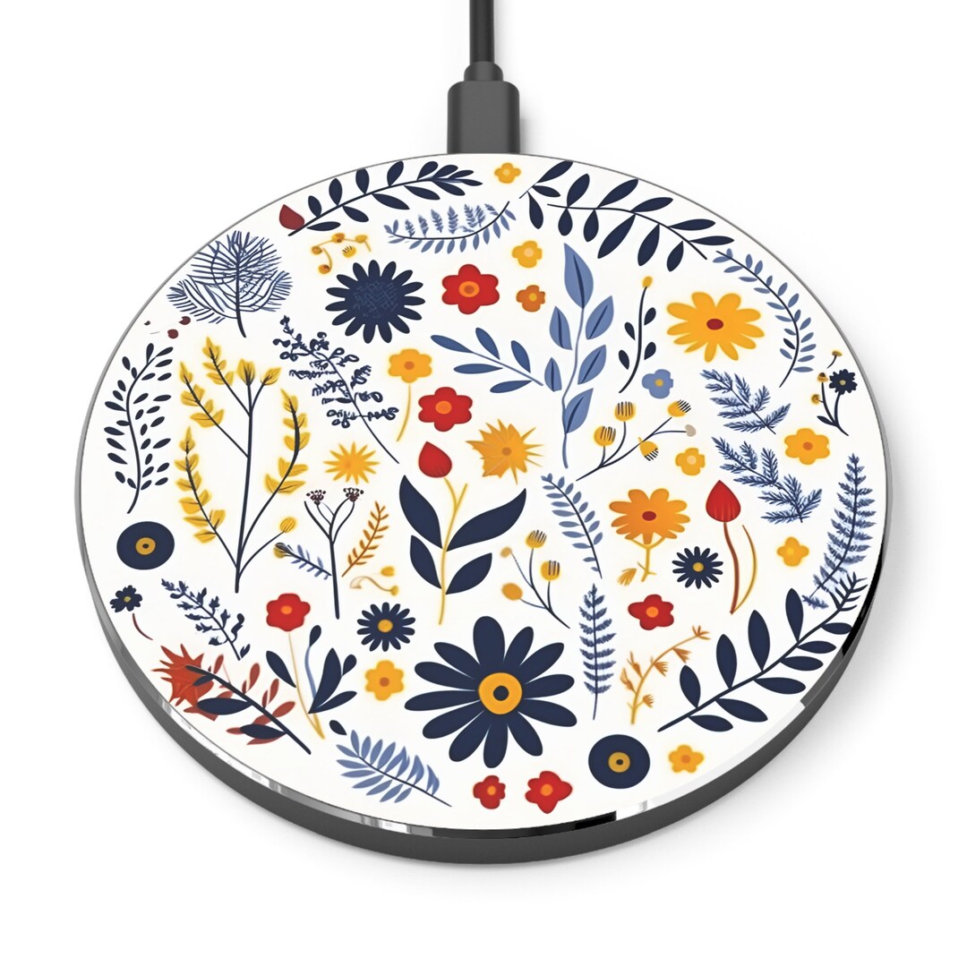 Colorful Floral Pattern Wireless Charger, Aesthetic, Charging Station ...