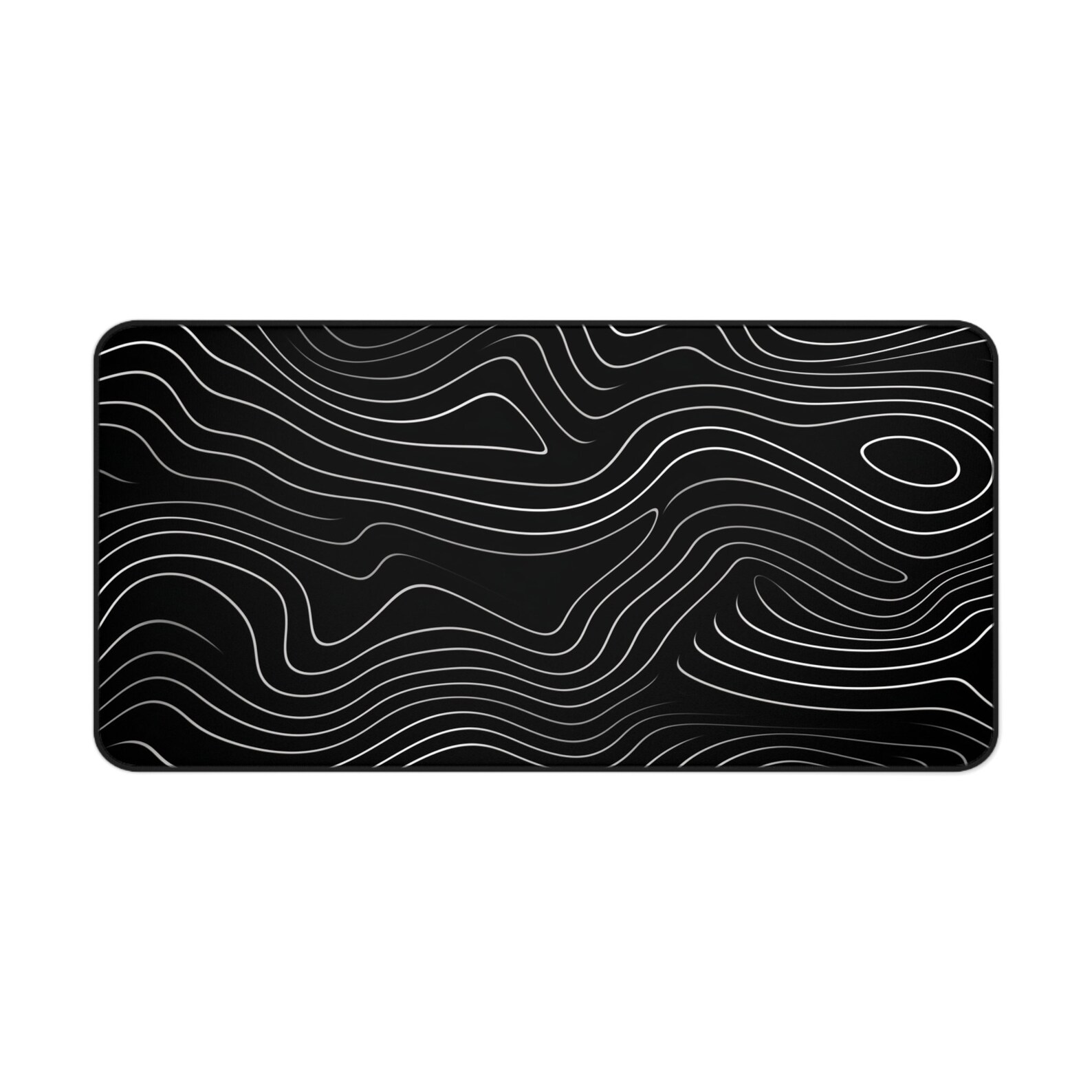 Black and White Graphic Pattern, Wavy Lines, Desk Mat, Gaming Mouse Pad ...