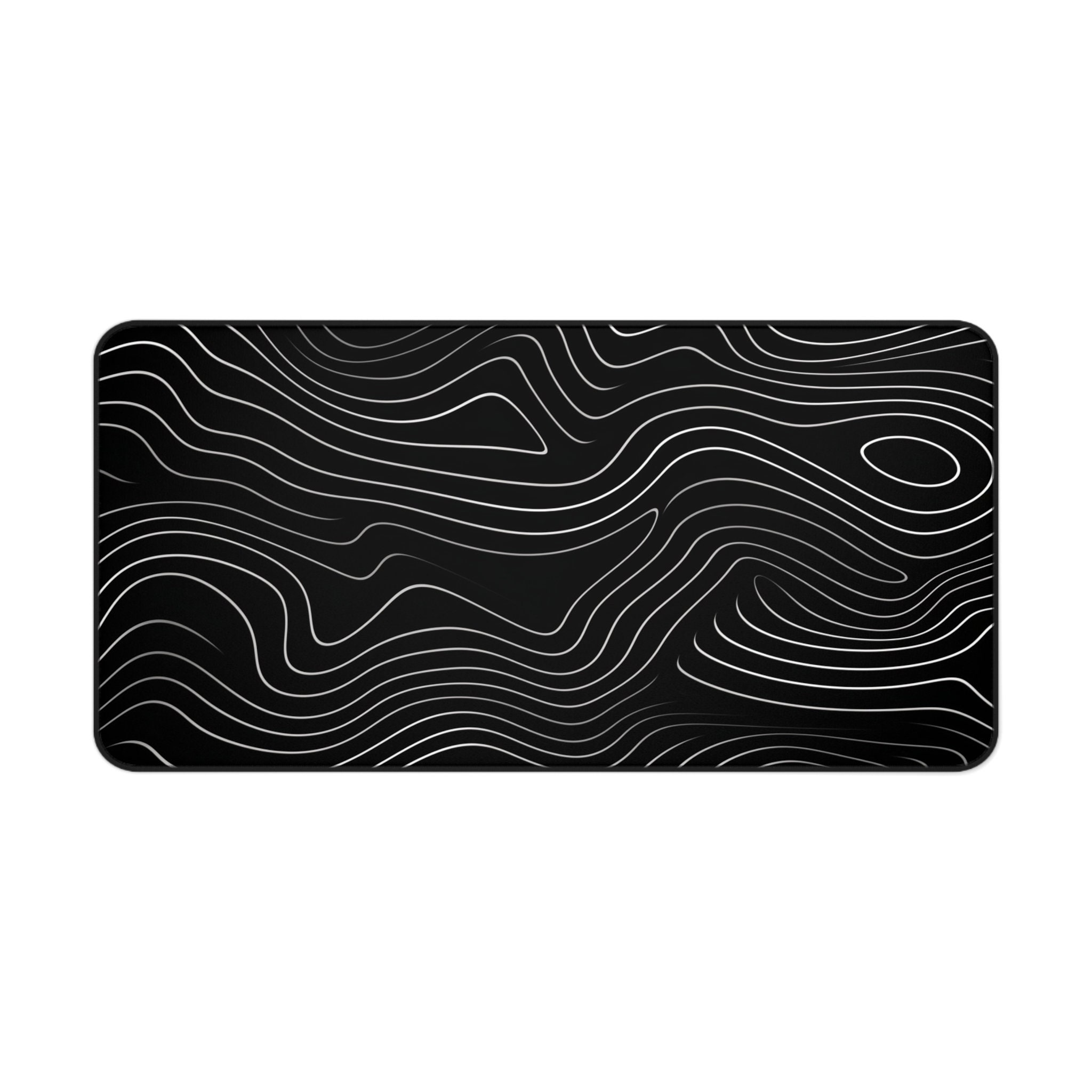 Black and White Graphic Pattern, Wavy Lines, Desk Mat, Gaming Mouse Pad ...