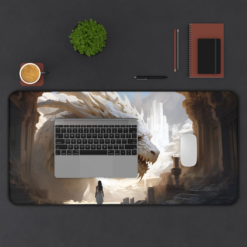 White Dragon Mousepad, Mousepad Fantasy, Mousepad Art, Aesthetic ...