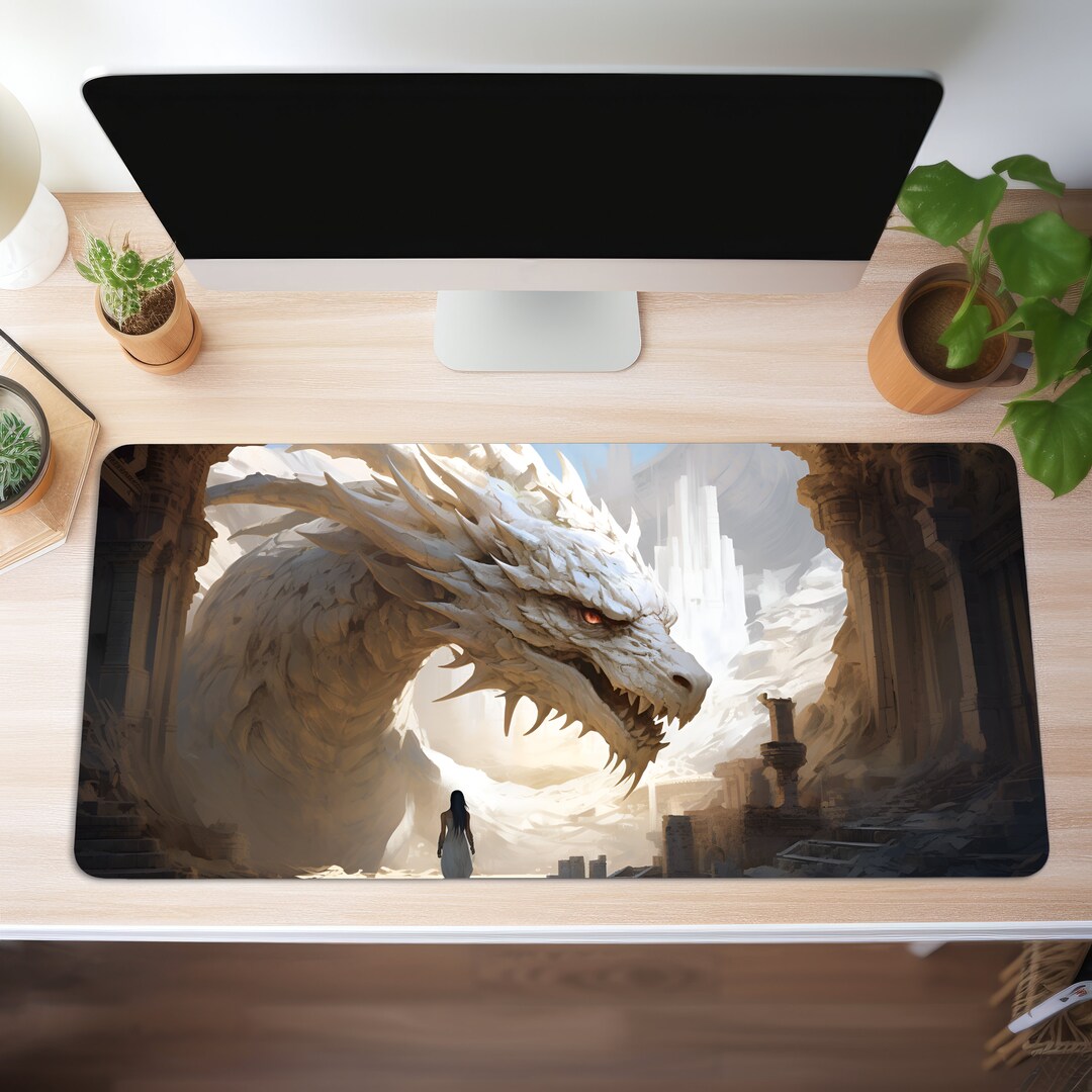 White Dragon Mousepad, Mousepad Fantasy, Mousepad Art, Aesthetic ...