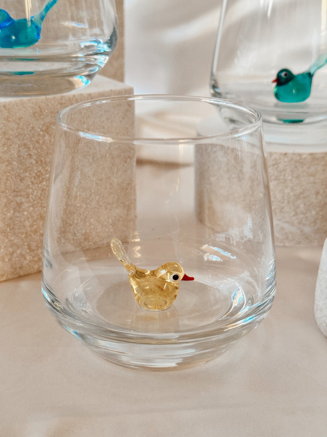 Murano Glass Bird Wine Glass – Stemless Bird Figurine Cup - Etsy