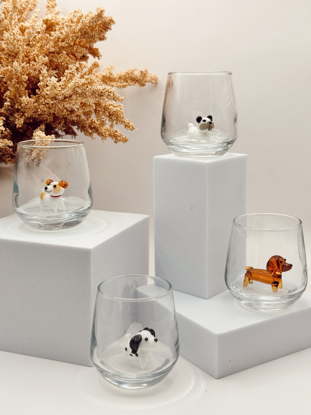 Set of Tiny Cute Dog Shot Glasses Tequila Glasses Gift for Her Stemless ...
