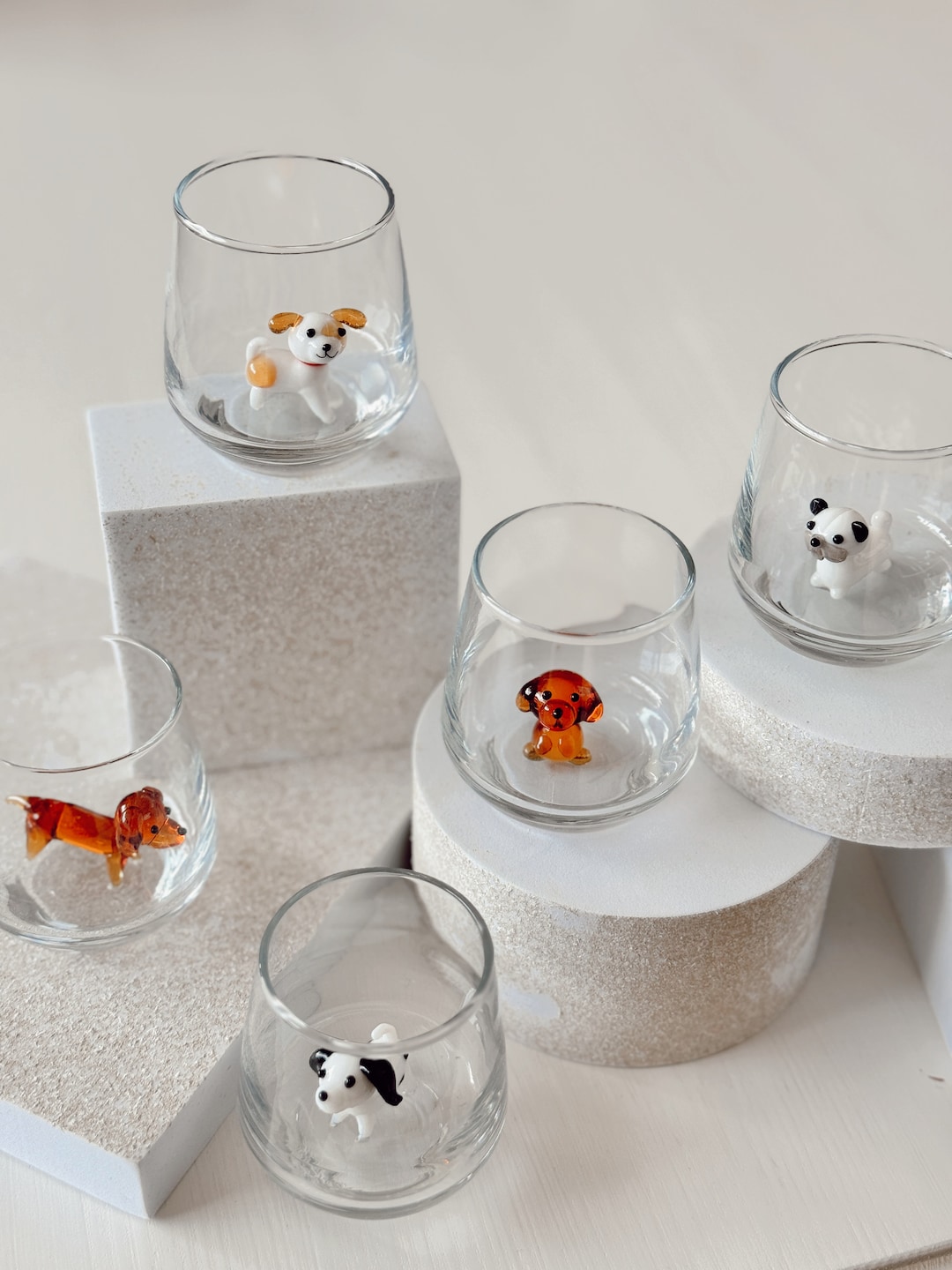 5 Pieces Set of Tiny Cute Dog Shot Glasses Tequila Glasses Gift for Her ...