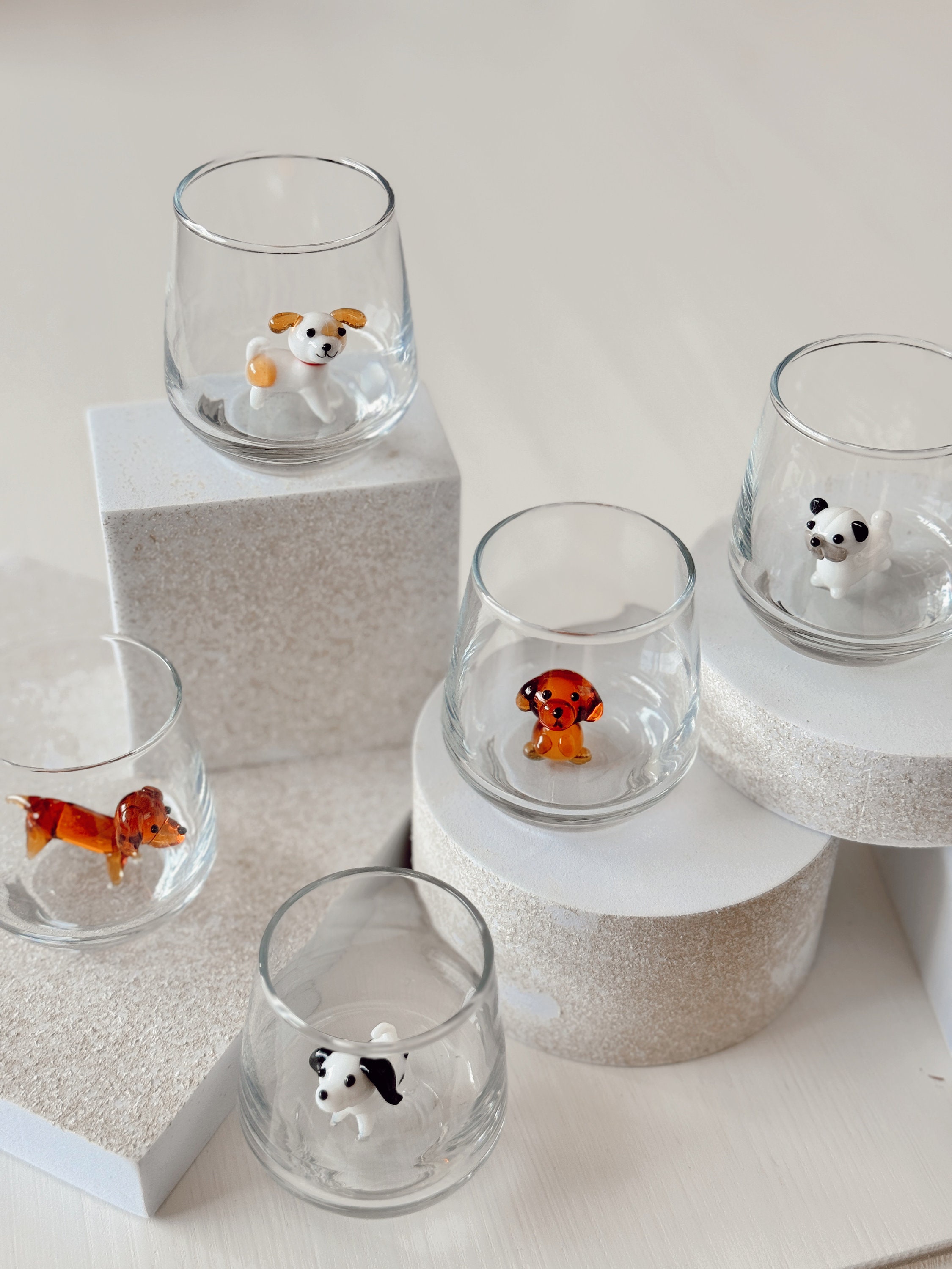 5 Pieces Set of Tiny Cute Dog Shot Glasses Tequila Glasses Gift for Her ...