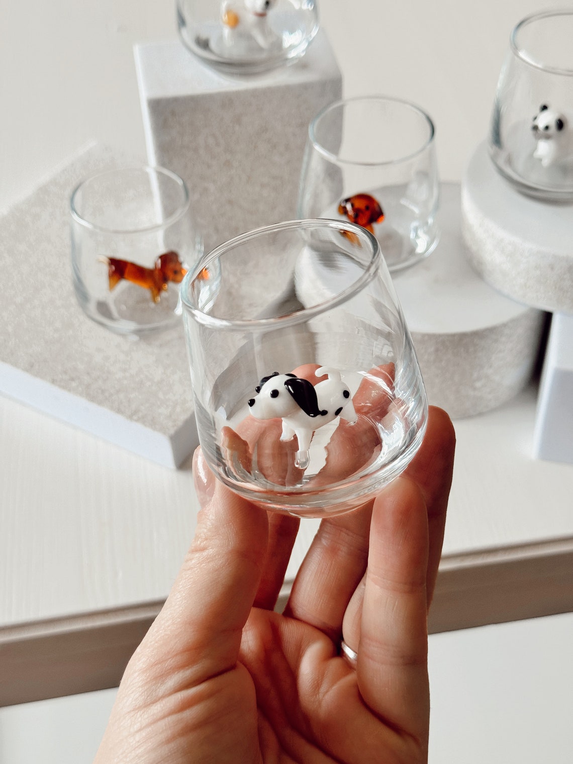 5 Pieces Set of Tiny Cute Dog Shot Glasses Tequila Glasses Gift for Her ...