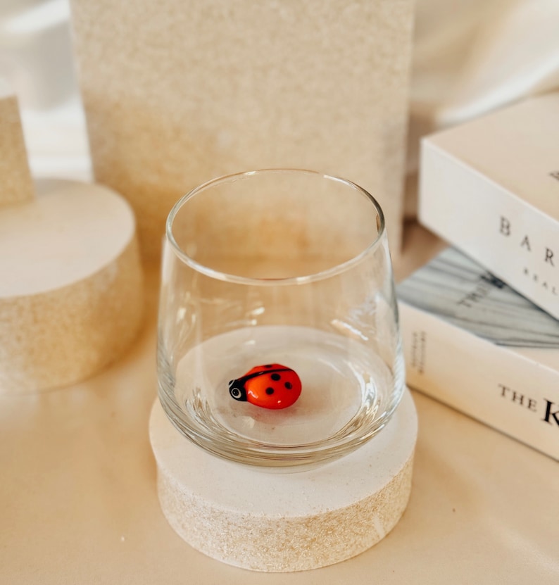 Ladybug Murano Glass Cup: Etched Wine Glass, Animal Lover Gift - Etsy