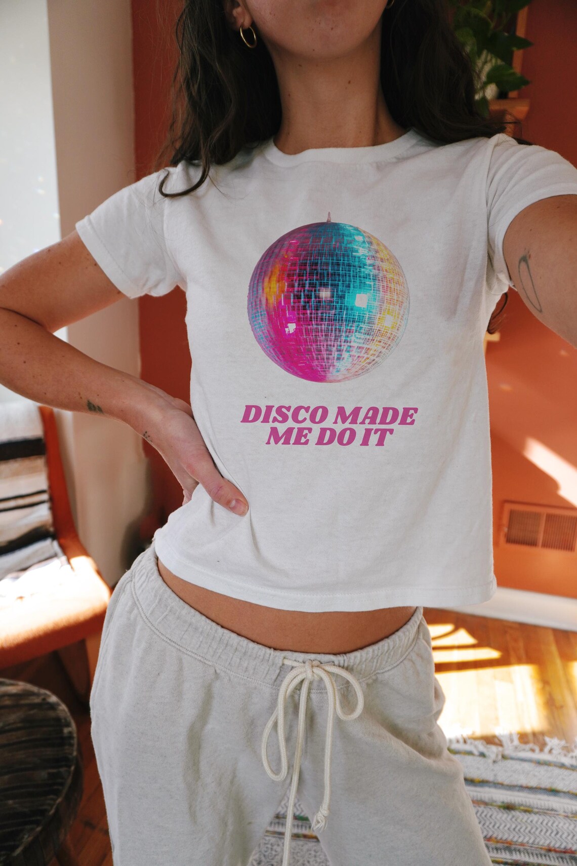 Disco Ball Baby Tee Disco Ball Shirt Y2K Baby Tee Y2K Disco Ball Crop ...