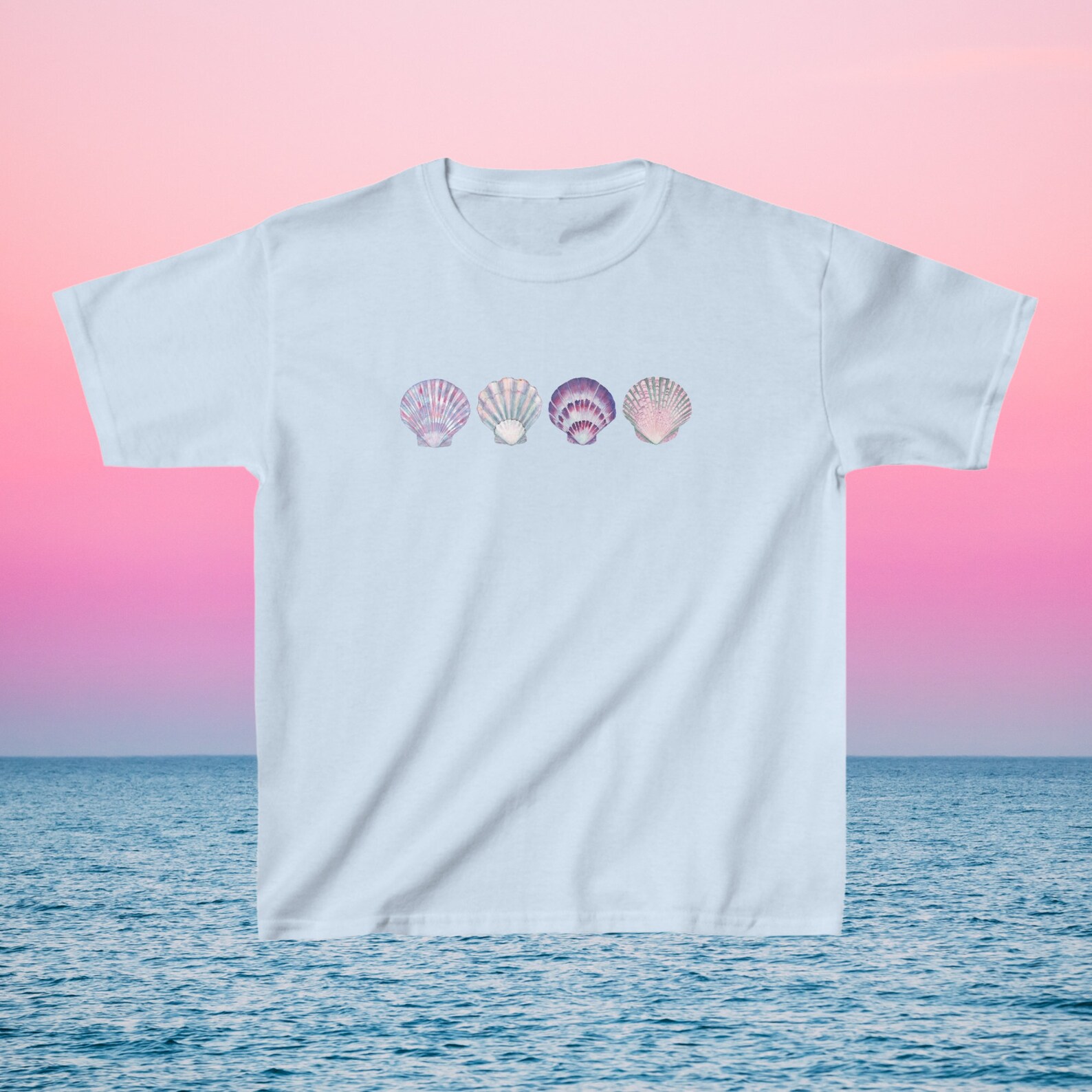 Seashell Baby Tee Y2K Mermaidcore Baby Tee Coconut Girl Aesthetic Pink ...