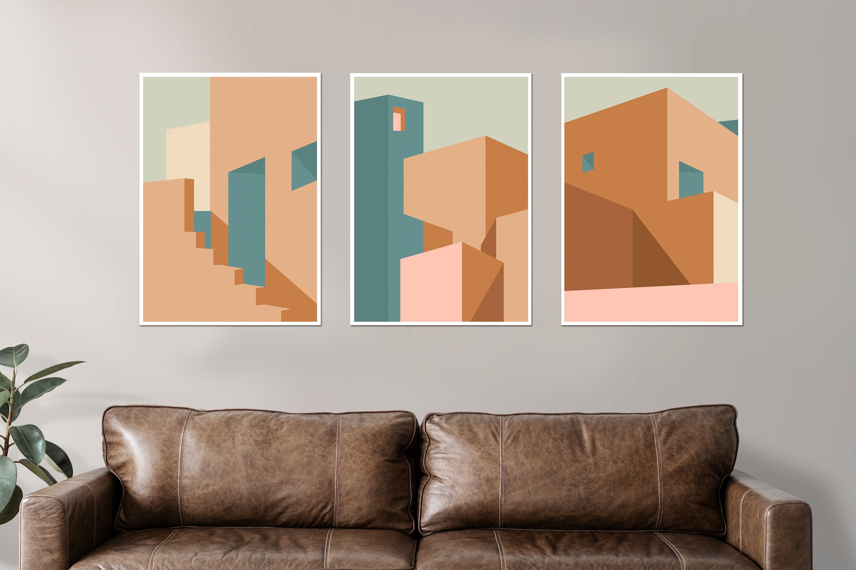 Abstract Archietecture Boho Art Prints Set of 3 Neutral - Etsy