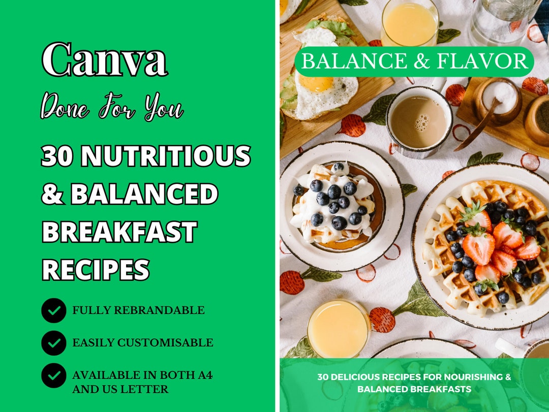 Ebook Template Healthy Breakfasts Canva Ebook Template - Etsy