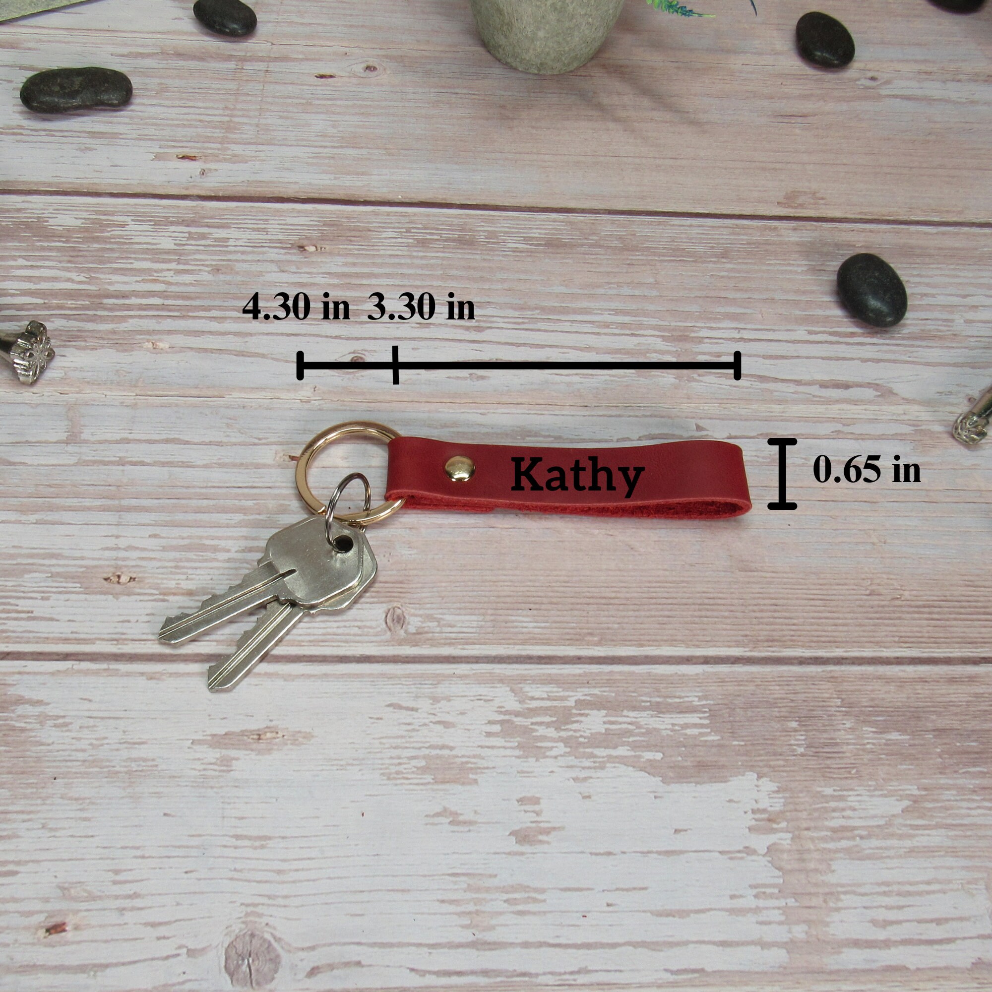 Customized Leather Keychain Slim Design, Unique Personalized Gift for ...