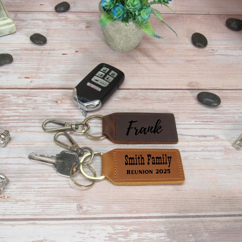 Personalized Leather Keychain - Customized Gift for Men - Business ...