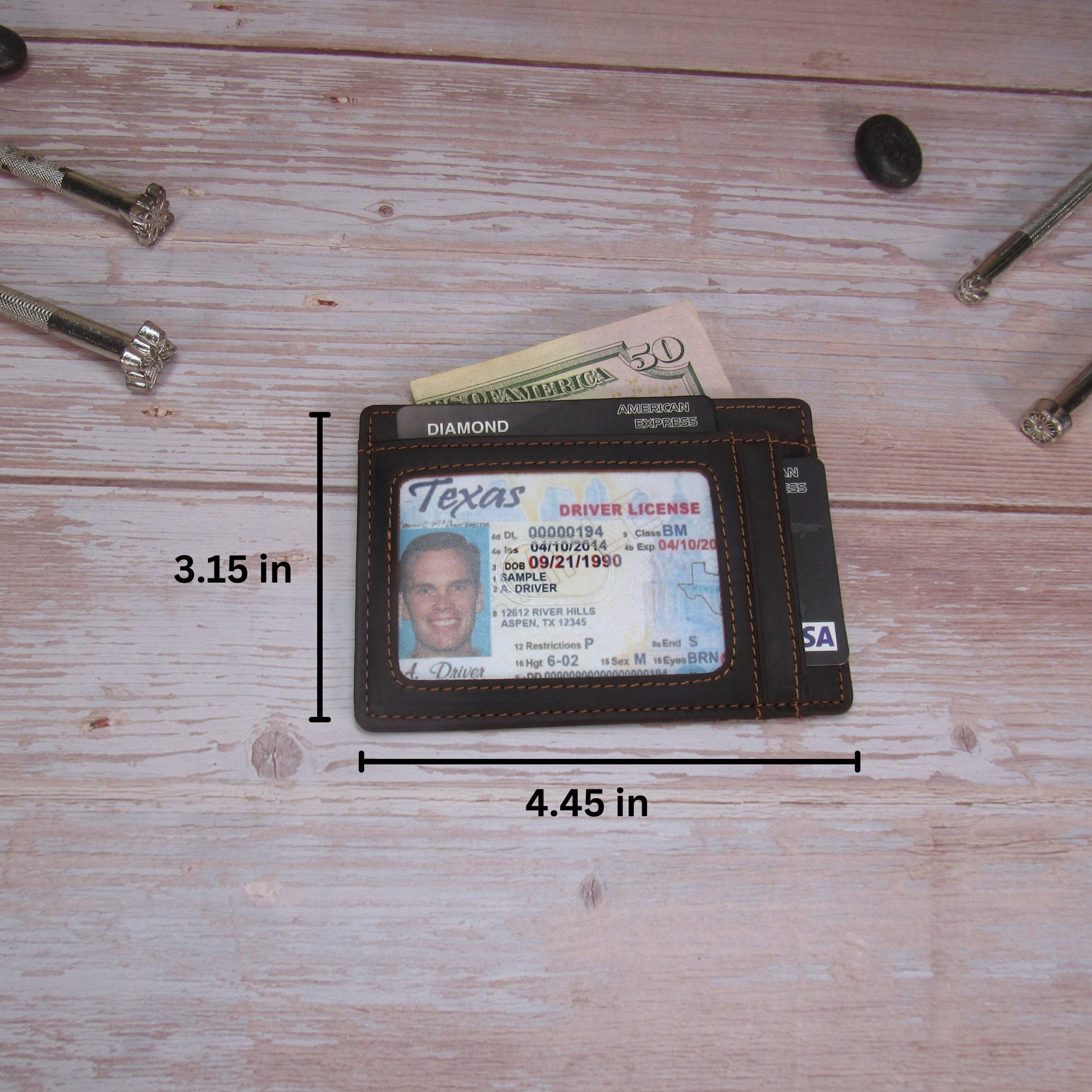 Unisex Slim Leather Card Holder With ID Slot Customizable Anniversary ...