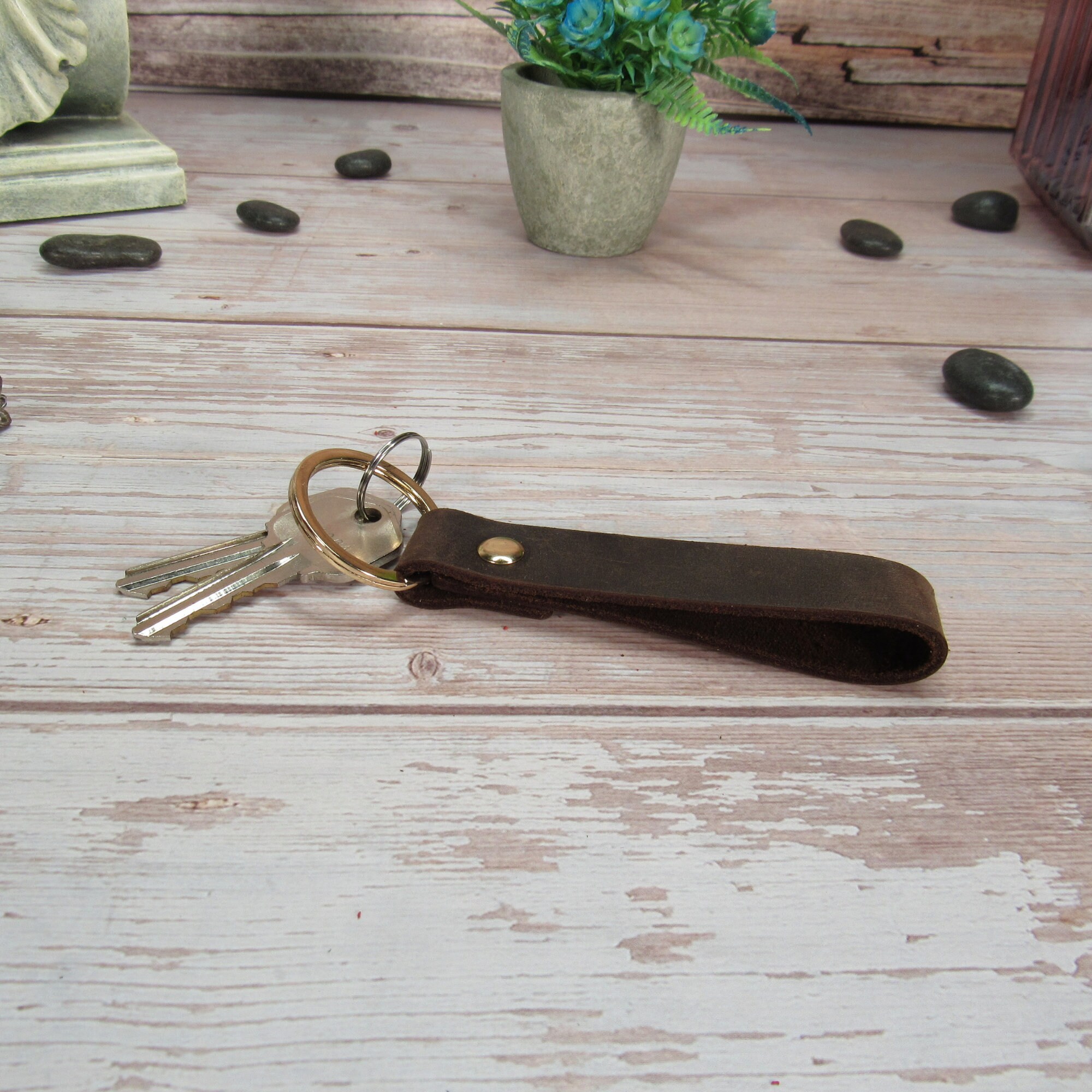 Customized Leather Keychain Slim Design, Unique Personalized Gift for ...