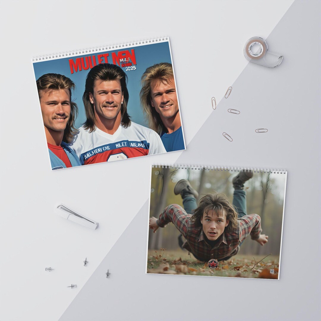 Mullet Men Wall Calendar 2025, Funny Calendar Gift, Quirky Guys Design ...