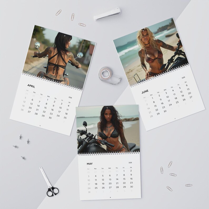 Biker Babes 2026 Calendar, Motorcycle Wall Calendar, Unique Art ...