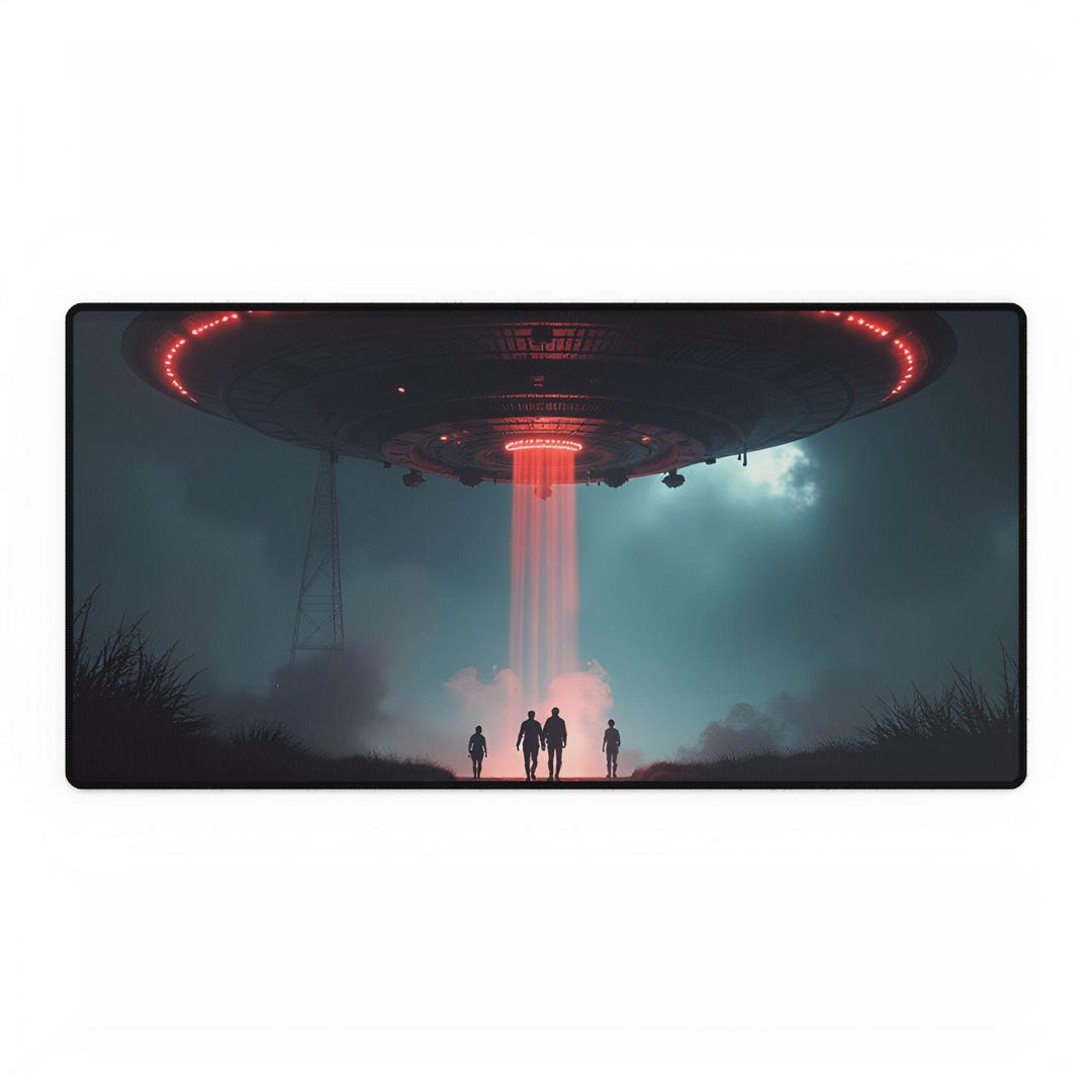 Alien Encounter Desk Mat - Sci-fi Office Decor, Gaming Desk Accessory ...