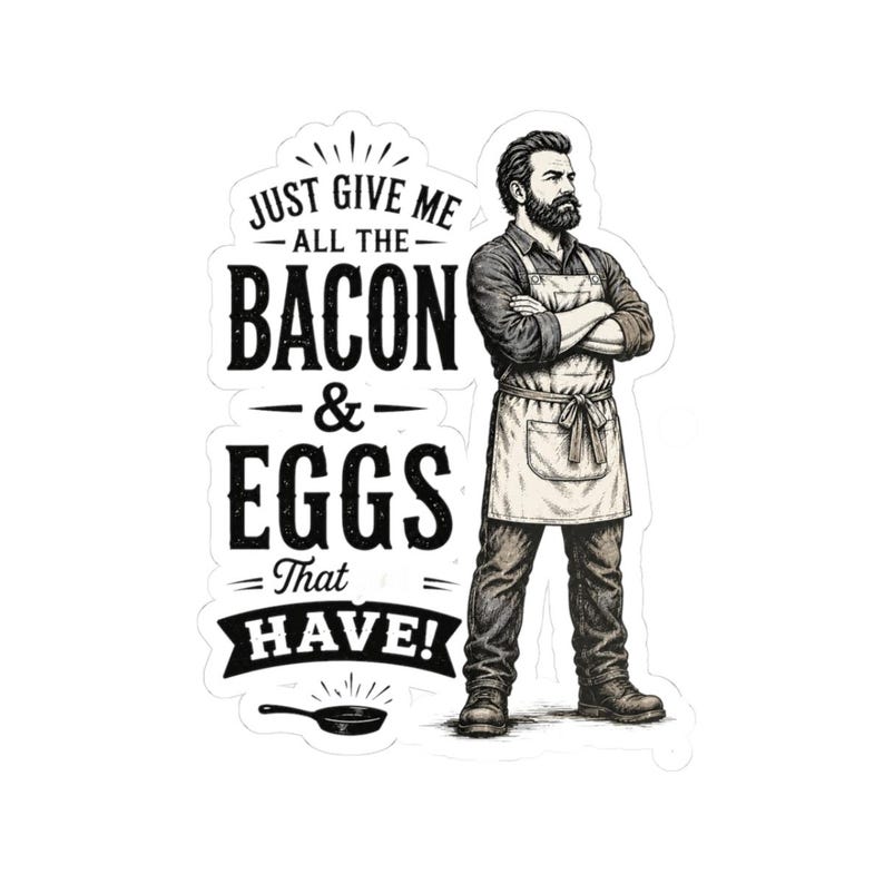 Bacon & Eggs Retro Sticker, Decor, Funny Food Decal, Breakfast Lover ...