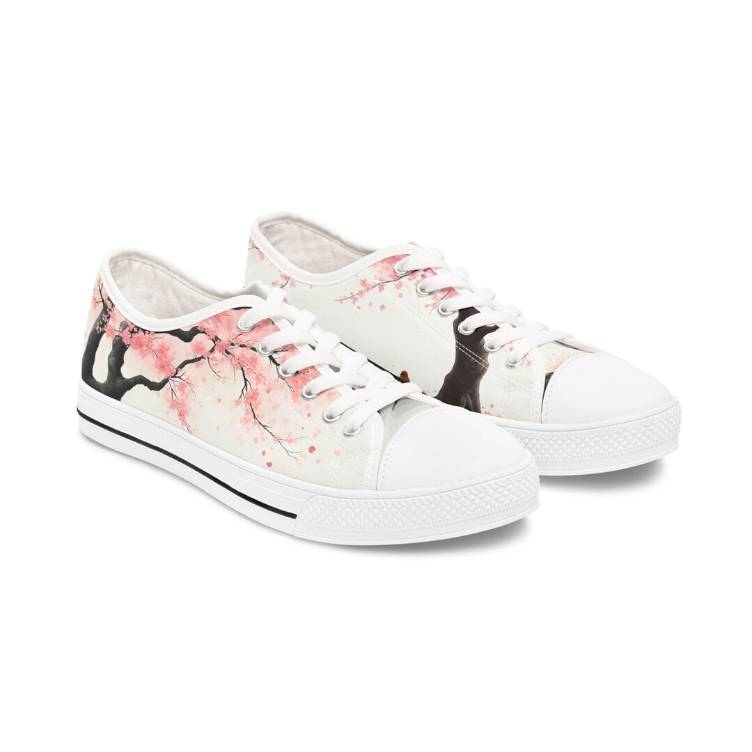 Sneakers, Cherry Blossom Tree Custom Art, Women's Floral Shoes, Unique ...