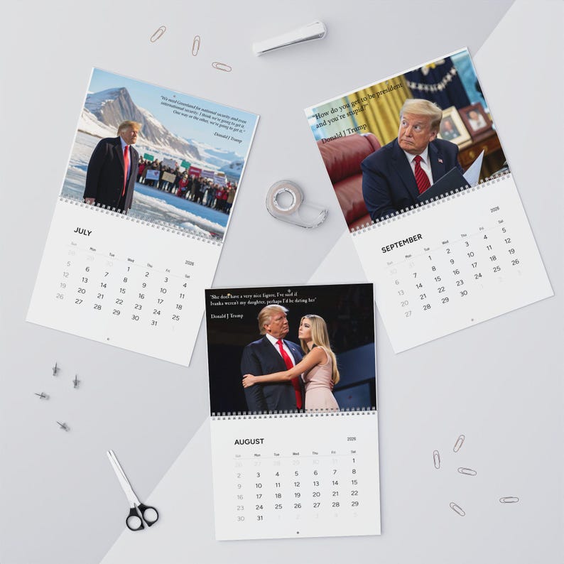 Funny Donald Trump Quotes 2026 Wall Calendar, Unique AI Design, Office ...