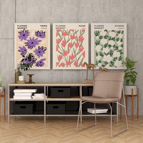 Abstract Flower Canvas Wall Art - Etsy