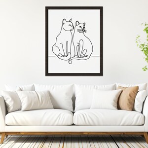 Cat Lover Wall Art: Two Cats in One Line Drawing - Etsy