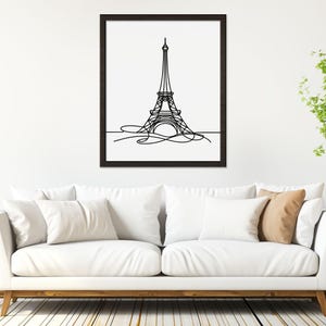 Elegant Black and White Eiffel Tower One Line Artwork, One Line Drawing ...